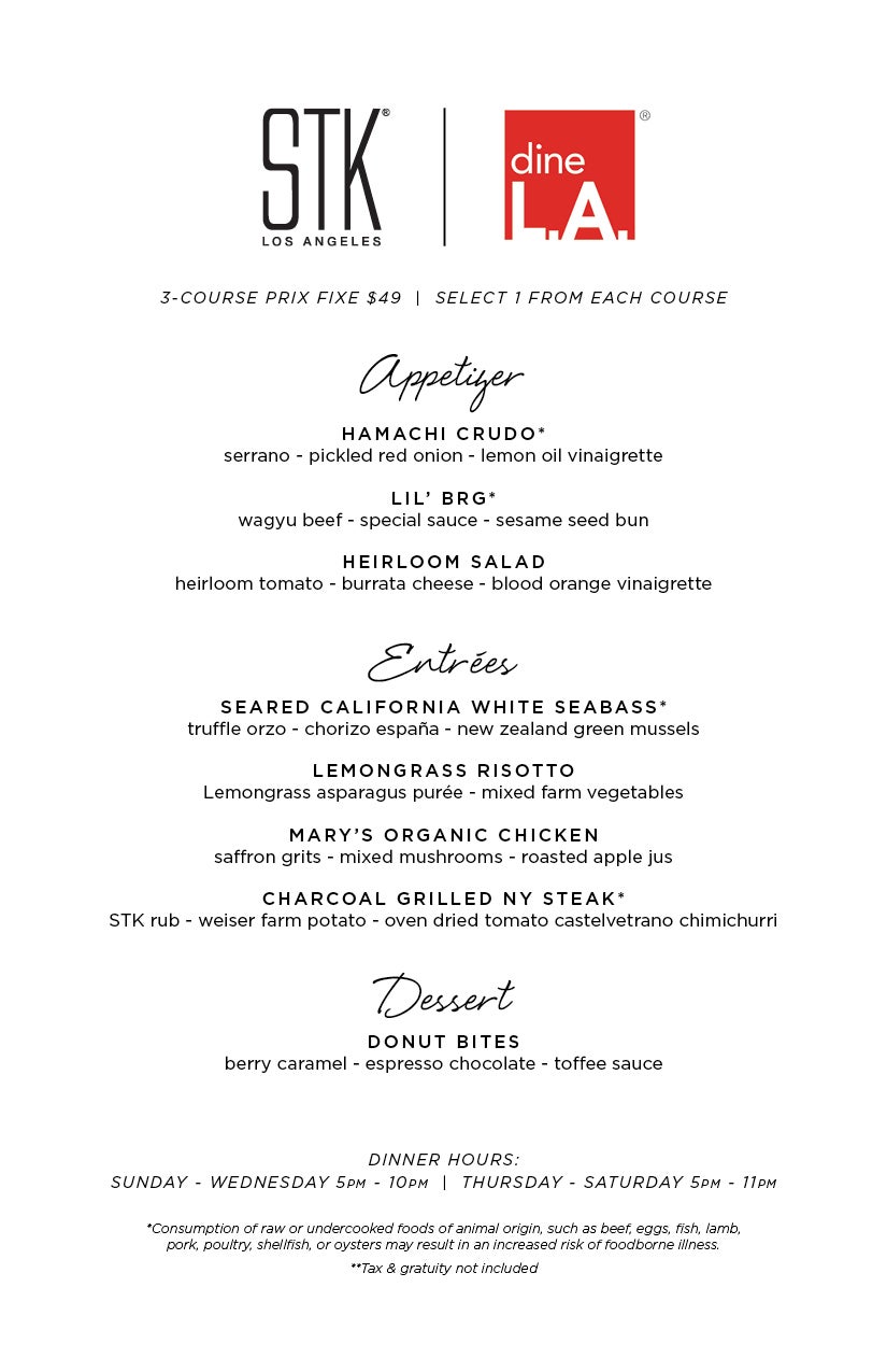 STK Los Angeles dineL.A. menu | Discover Los Angeles