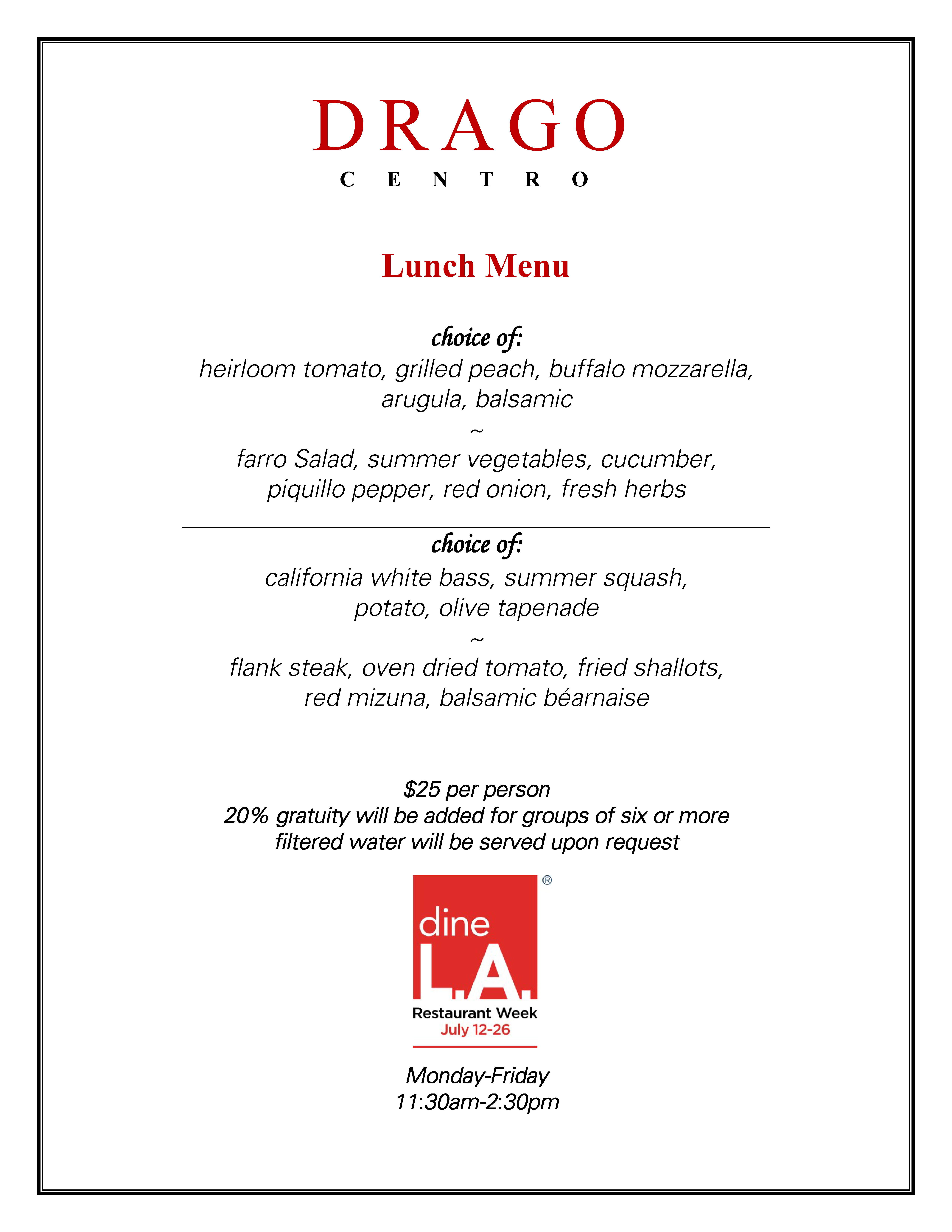 Drago Centro dineL.A. menu | Discover Los Angeles